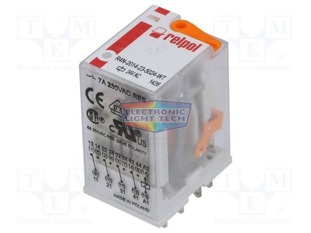 R4N2014235024WT RELEU ELECTROMAGNETIC 4PDT BOBINA 24VAC 6A/250VAC